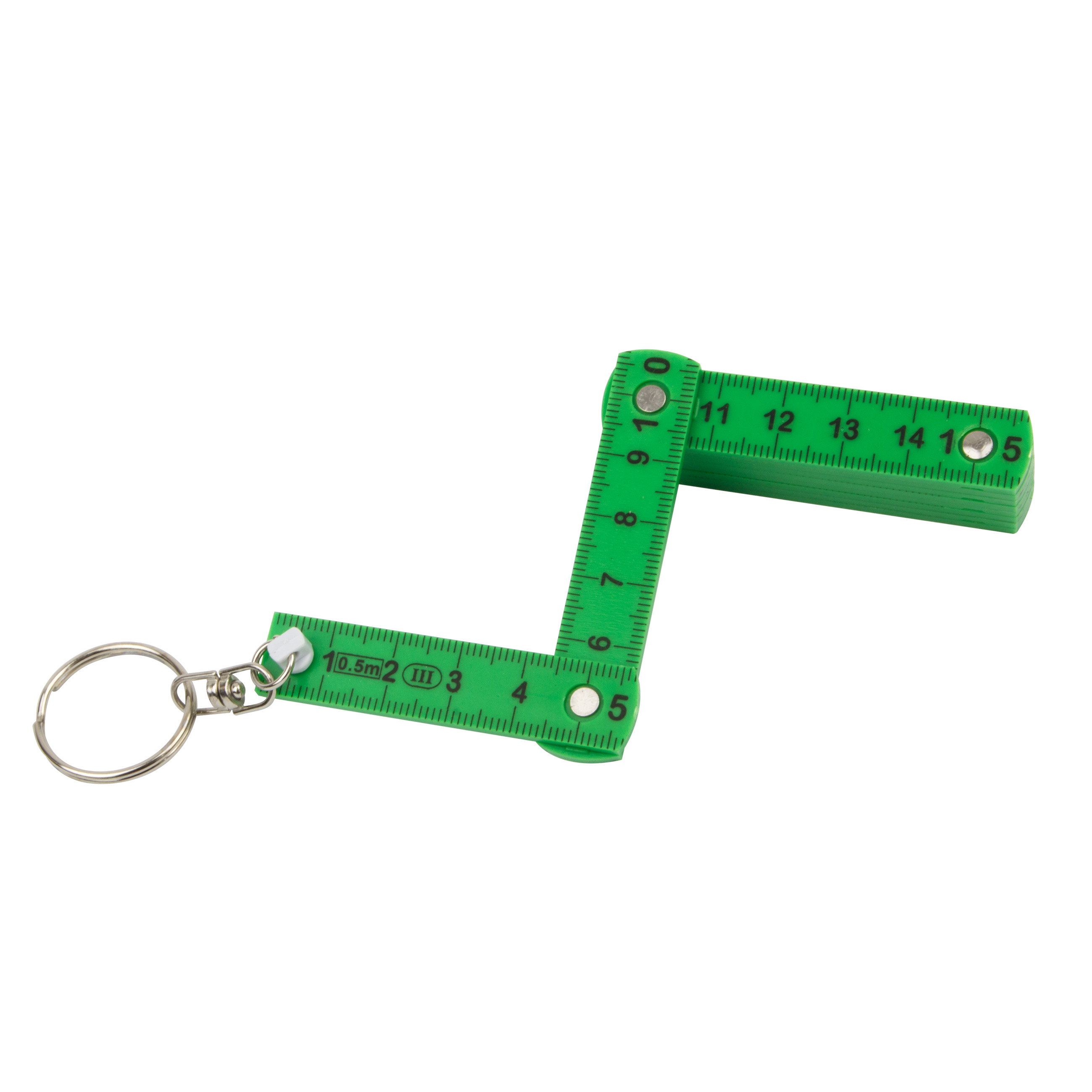 5x Mini Zollstock Meterstab 50cm als Schlüsselanhänger in fünf Farben